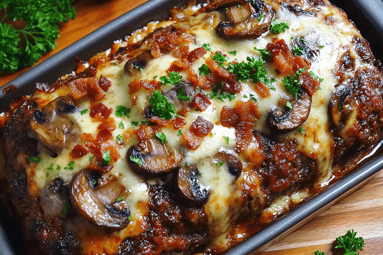 Bacon Mushroom Swiss Cheese Meatloaf Recipe