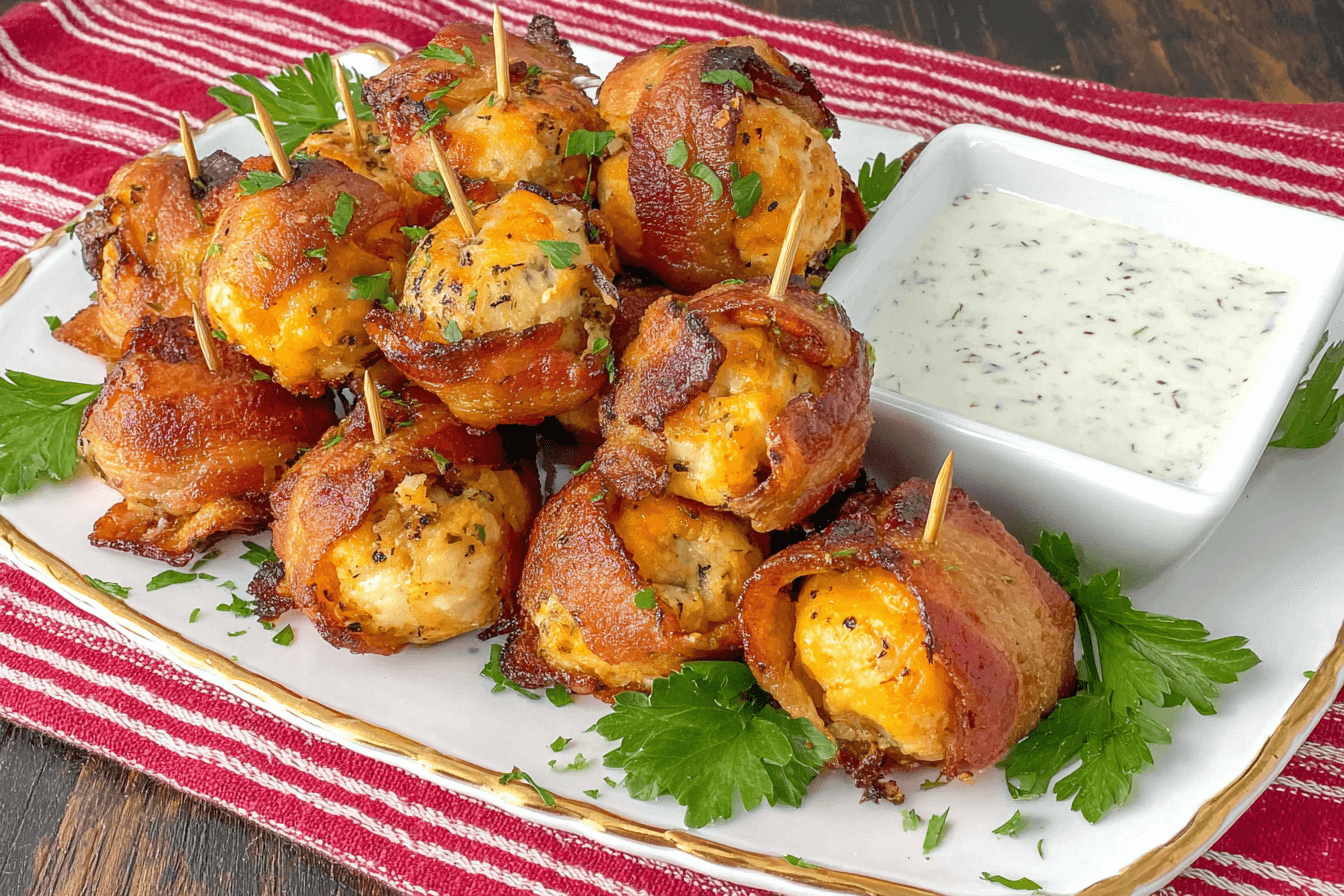 Bacon-Wrapped Chicken Cheese Bombs - Easy and Delicious Appetizer