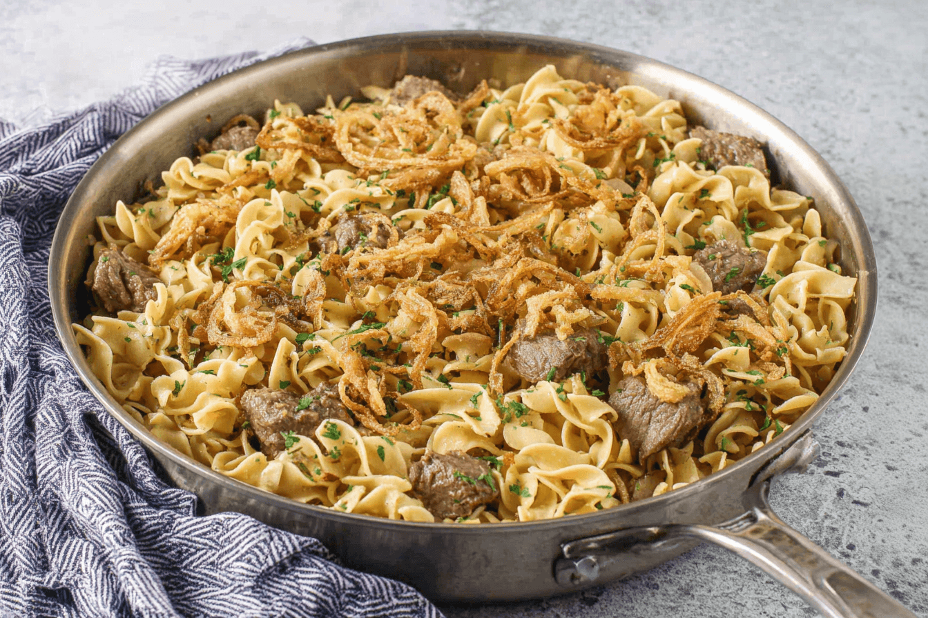 French Onion Beef and Noodles Recipe - Comforting and Easy