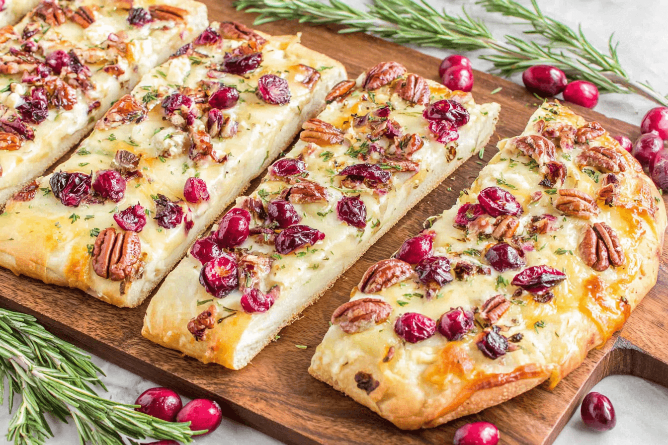 Delicious Goat Cheese and Brie Flatbread Recipe with Cranberries