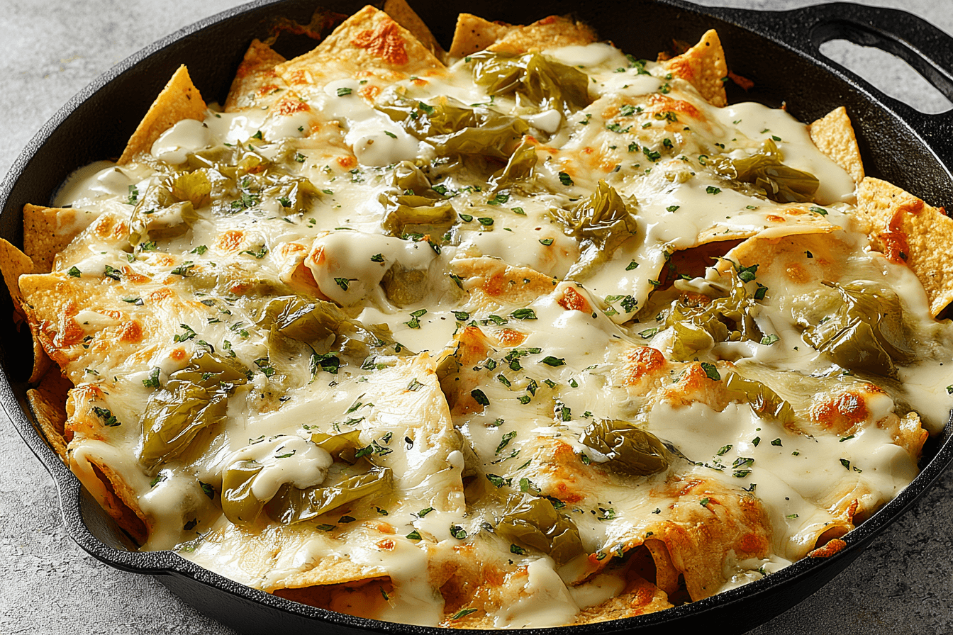 Delicious Green Chile and Extra Cheese Chilequiles Recipe