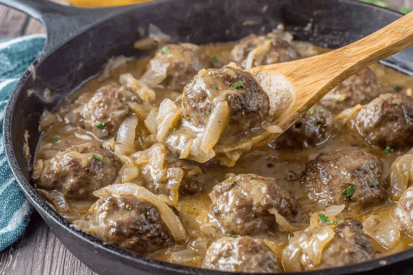 Savory Meatballs in Onion Gravy - Comfort Food Recipe