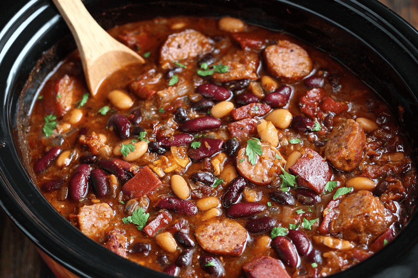 Slow Cooker Three-Bean Baked Beans Recipe - Easy, Hearty Comfort Food