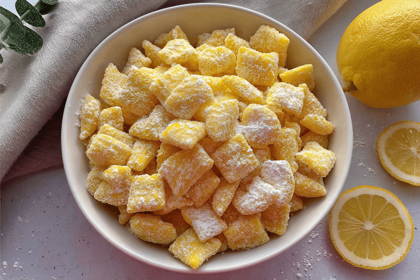 Delicious Lemon Puppy Chow Recipe - Sweet and Tangy Snack
