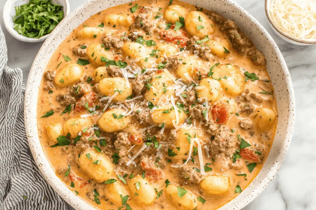 Easy Ground Beef Gnocchi Recipe - Creamy, Comforting Dish
