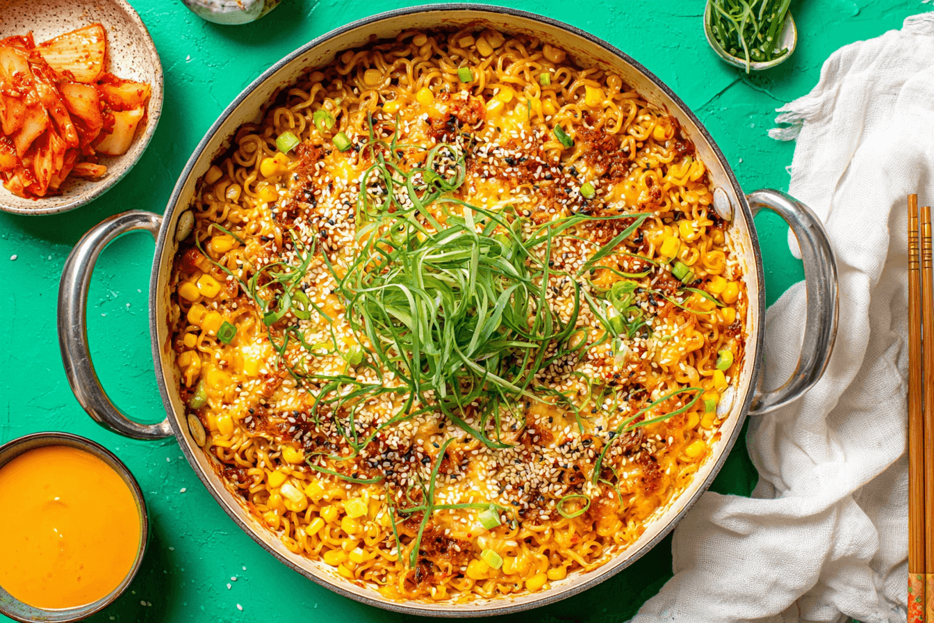 Korean Corn Cheese Instant Ramen Noodles Recipe - Quick & Delicious