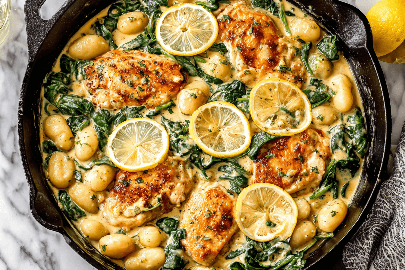 Easy One Pan Lemon Chicken Gnocchi - Quick and Delicious Dinner
