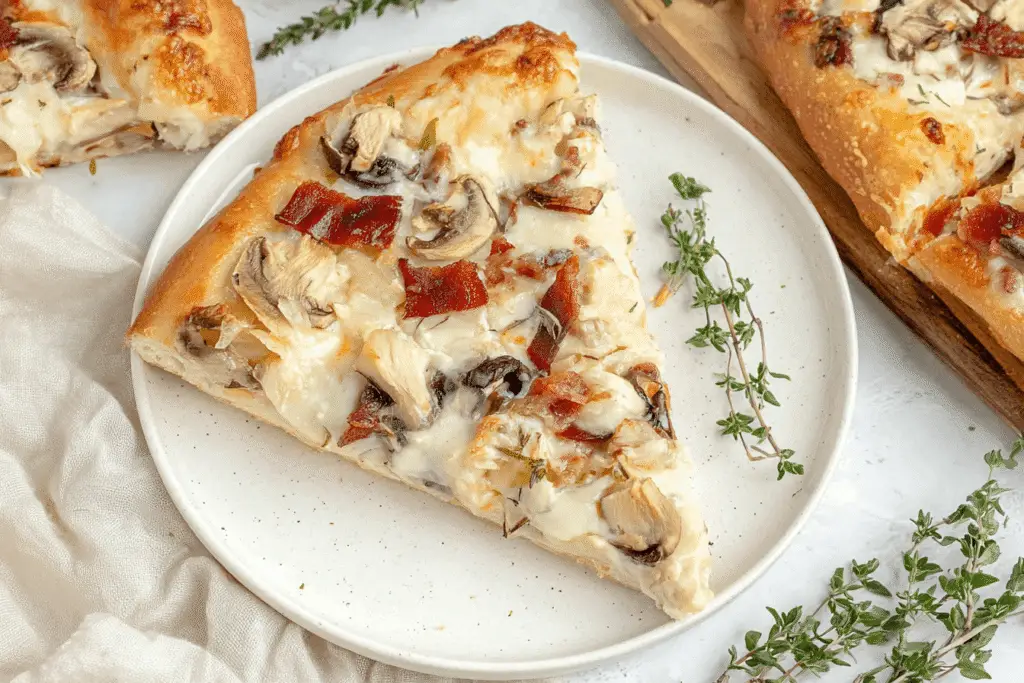 Delicious Chicken Crust Bacon Alfredo Pizza Recipe - Easy & Flavorful