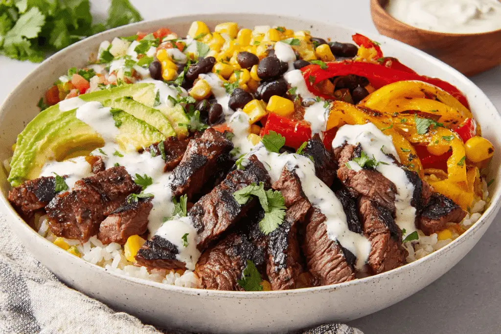 High Protein Low Carb Steak Fajita Bowl Recipe - Healthy & Delicious