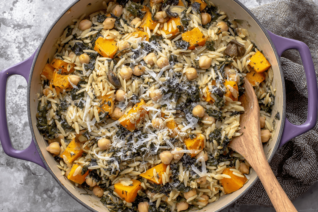 One Pot Fall Vegetable Orzo Recipe - Healthy and Delicious