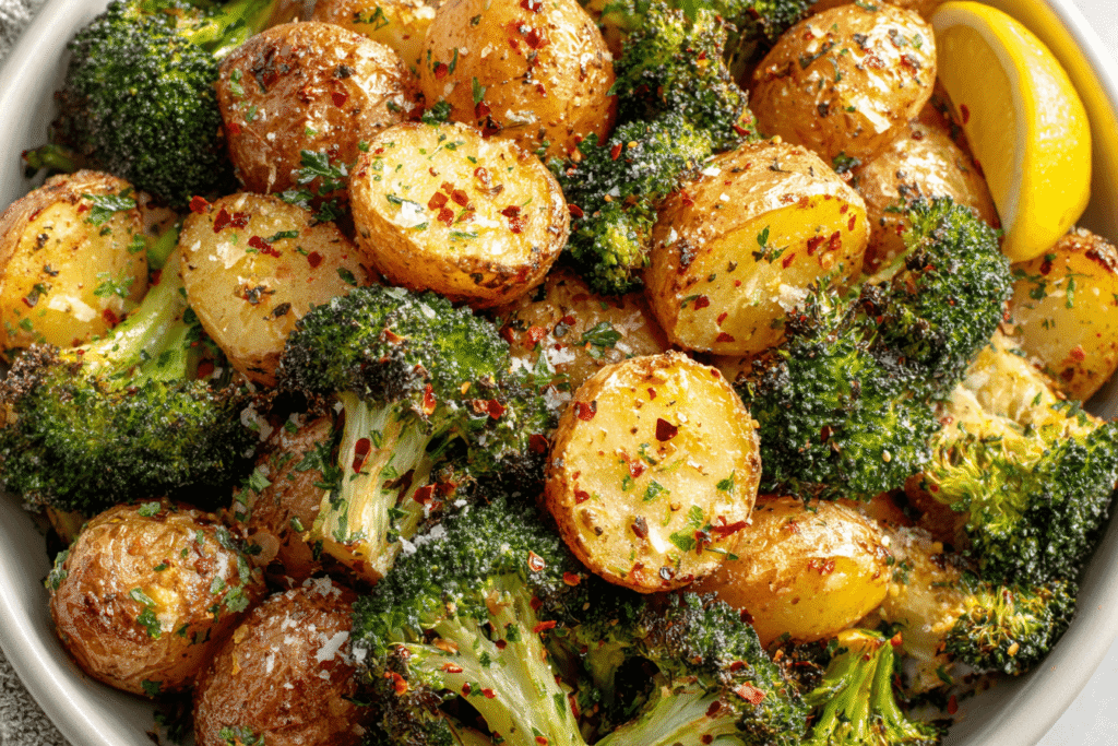 Roasted Parmesan Potatoes and Broccoli Recipe - Easy & Delicious